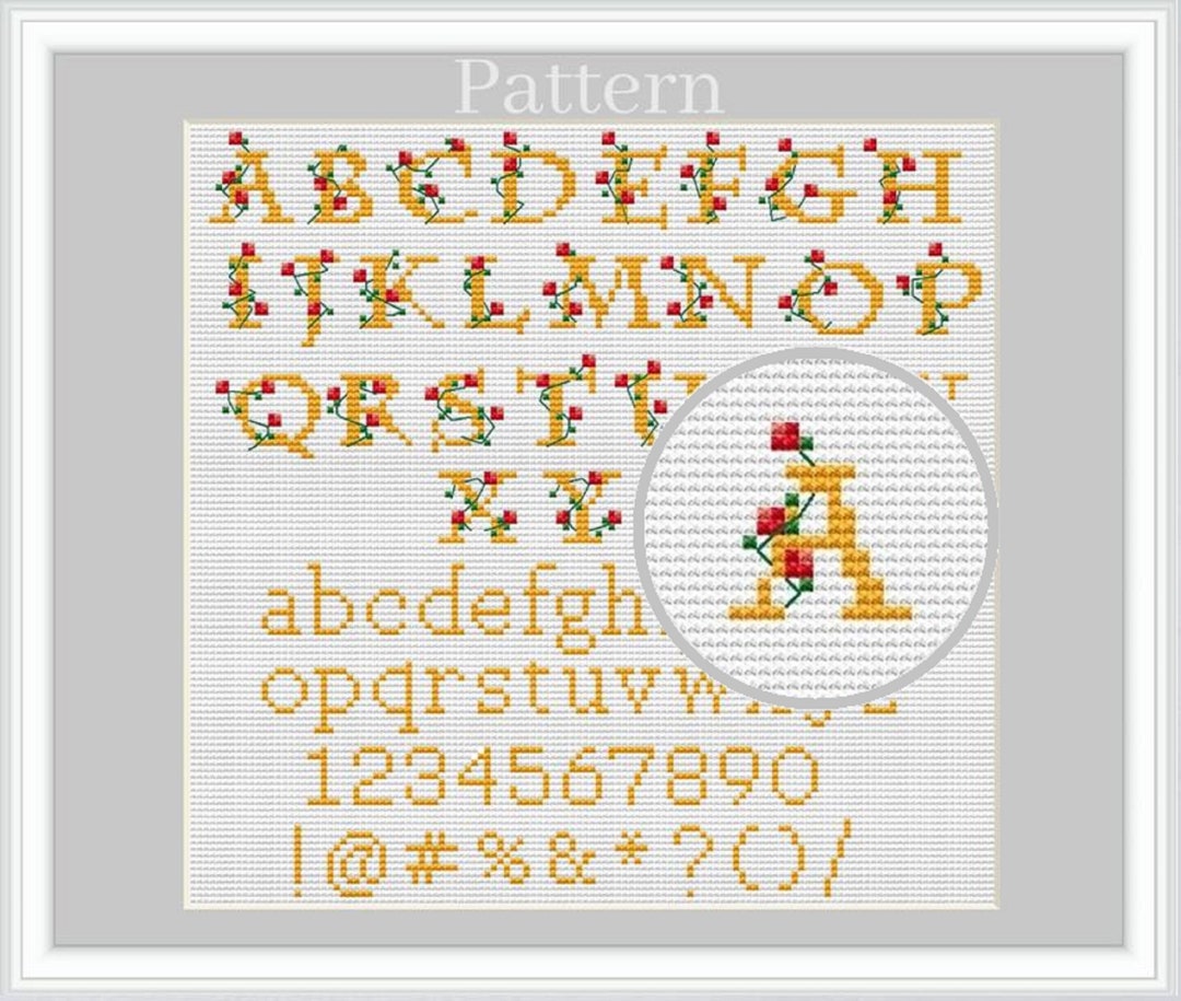 Floral Cross Stitch Alphabet Pattern, Monogram Fonts, Cross Stitch ...