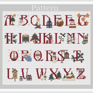 Christmas Alphabet Cross Stitch Pattern Cross Stitch Letters - Etsy
