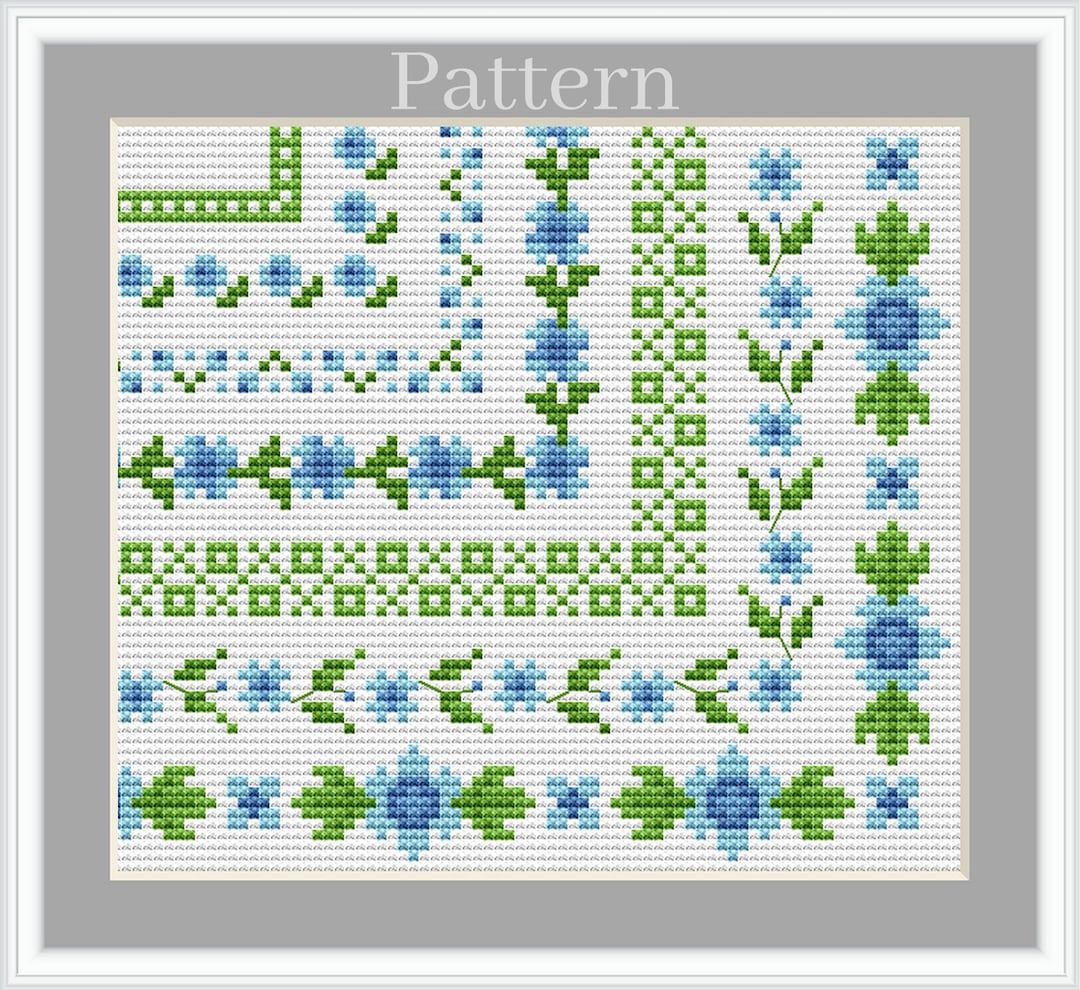 Cross Stitch Border Pattern Cross Stitch Frames Floral - Etsy