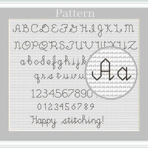 Backstitch Alphabet Cross Stitch Pattern, Cursive Font Hand Embroidery ...
