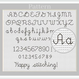 Backstitch Alphabet Cross Stitch Pattern, Cursive Font Hand Embroidery ...