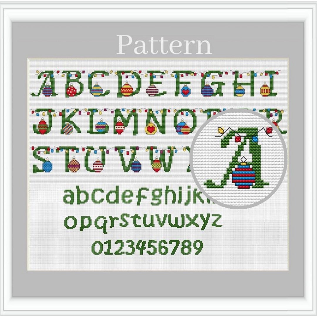 Christmas Alphabet Cross Stitch Pattern, Monogram Font, Cross Stitch ...