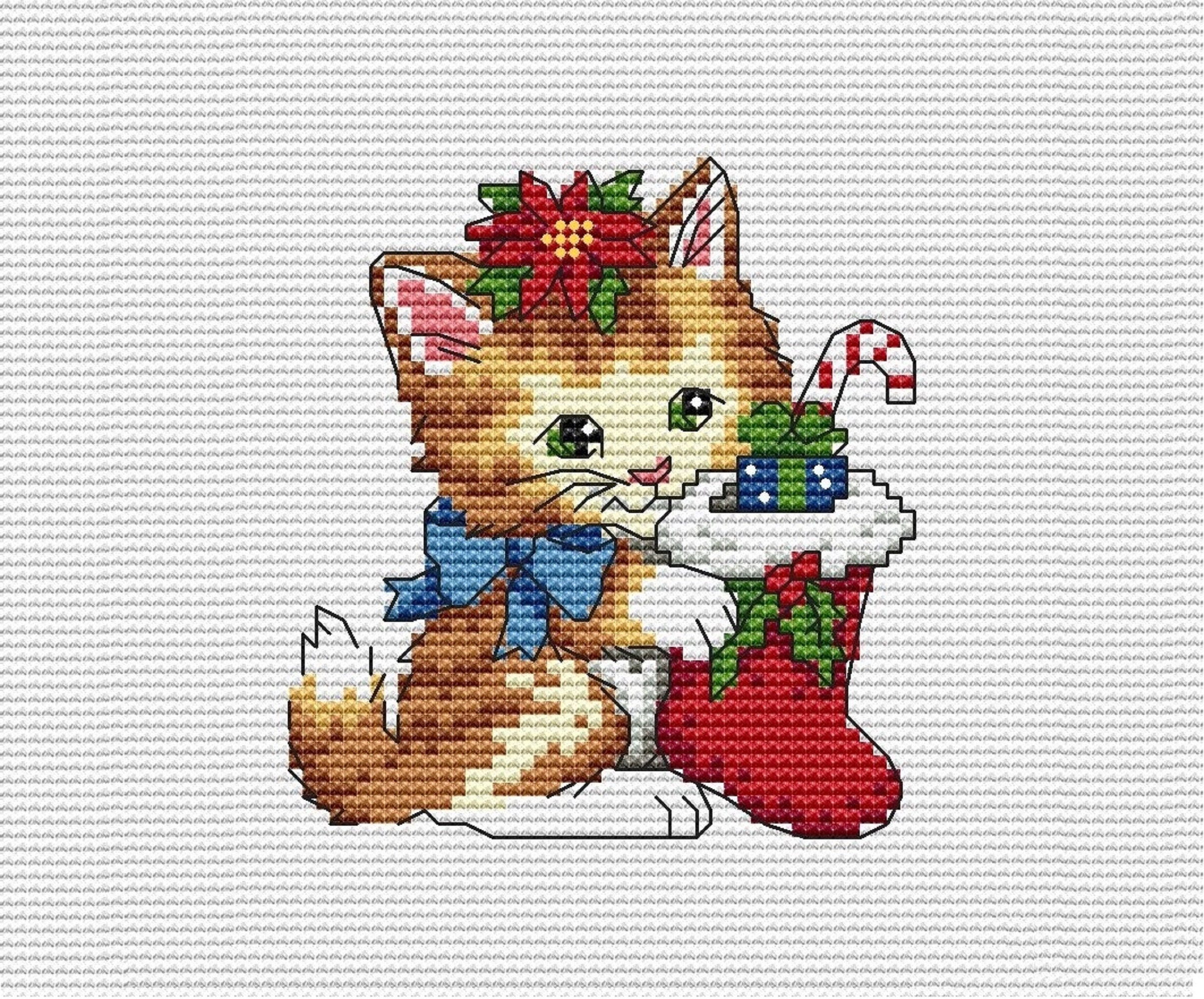 Christmas Cats Cross Stitch Pattern Funny Cats Embroidery - Etsy