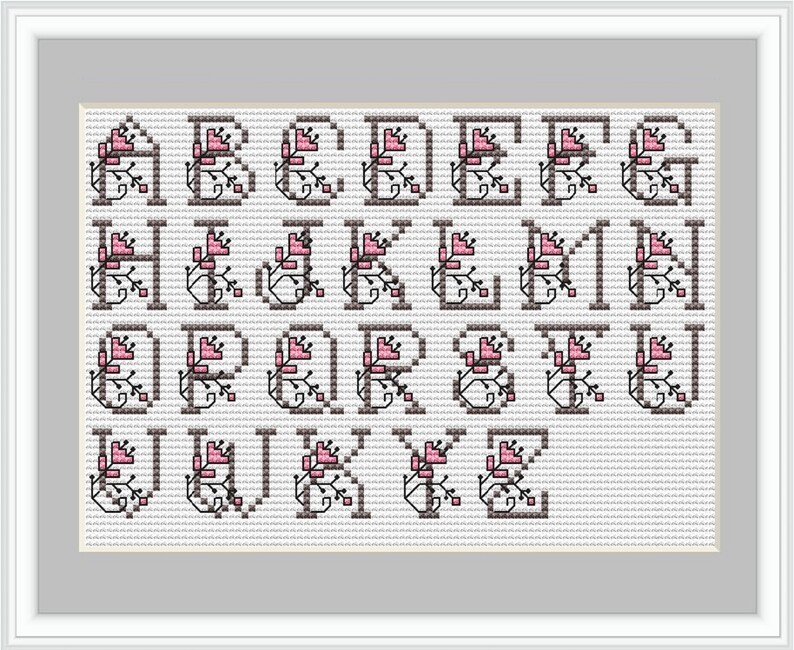 Floral Alphabet Cross Stitch Pattern Monogram Fonts Cross - Etsy