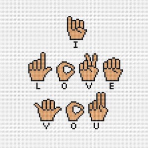Sign Language Alphabet Cross Stitch Pattern, ASL Cross Stitch Font - Etsy