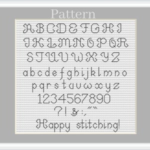 Backstitch Alphabet Cross Stitch Pattern, Cross Stitch Font, Cursive ...