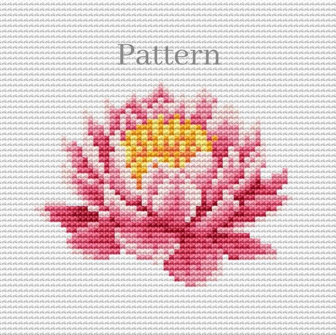 Lotus Cross Stitch Pattern for Floral Hand Embroidery Project - Etsy