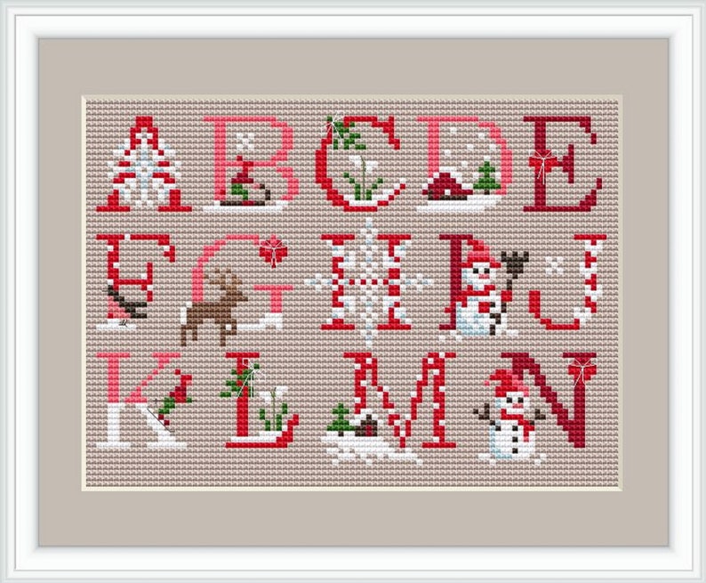 Christmas Alphabet Cross Stitch Pattern Cross Stitch Fonts - Etsy