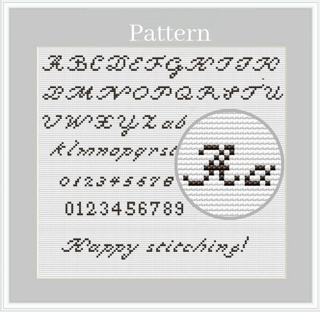Cursive Font Cross Stitch Pattern, Handwritten Font, Small Cross Stitch ...