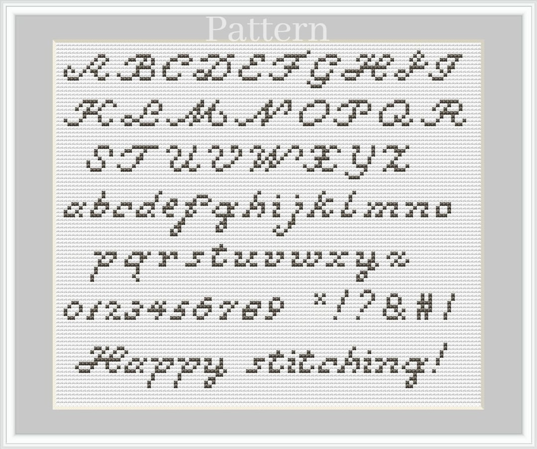 Cursive Font Cross Stitch Pattern, Cursive Alphabet Hand Embroidery ...