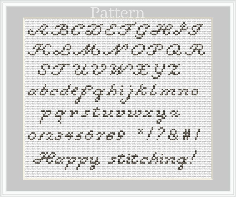 Cursive Font Cross Stitch Pattern Cursive Alphabet Hand - Etsy