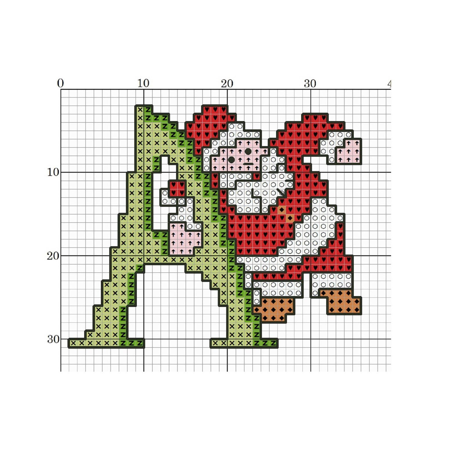 Santa Claus Cross Stitch Alphabet Pattern, Christmas Monogram Letters ...
