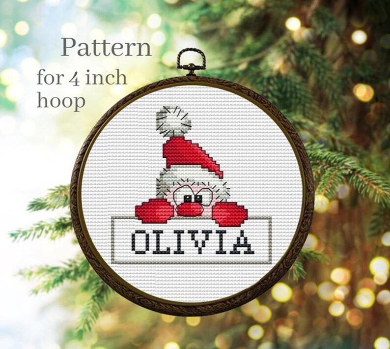 Santa Cross Stitch Pattern With Alphabet Chart for Personalized ...
