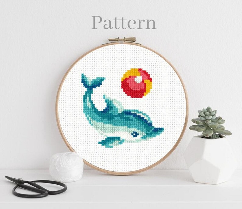 Dolphin Cross Stitch Pattern, Dolphin Hand Embroidery Pattern - Etsy