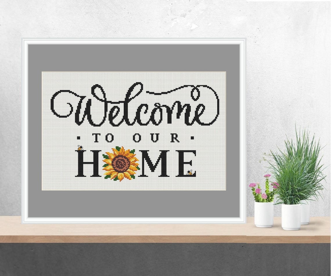 Welcome to Our Home Cross Stitch Pattern Welcome Sunflower - Etsy