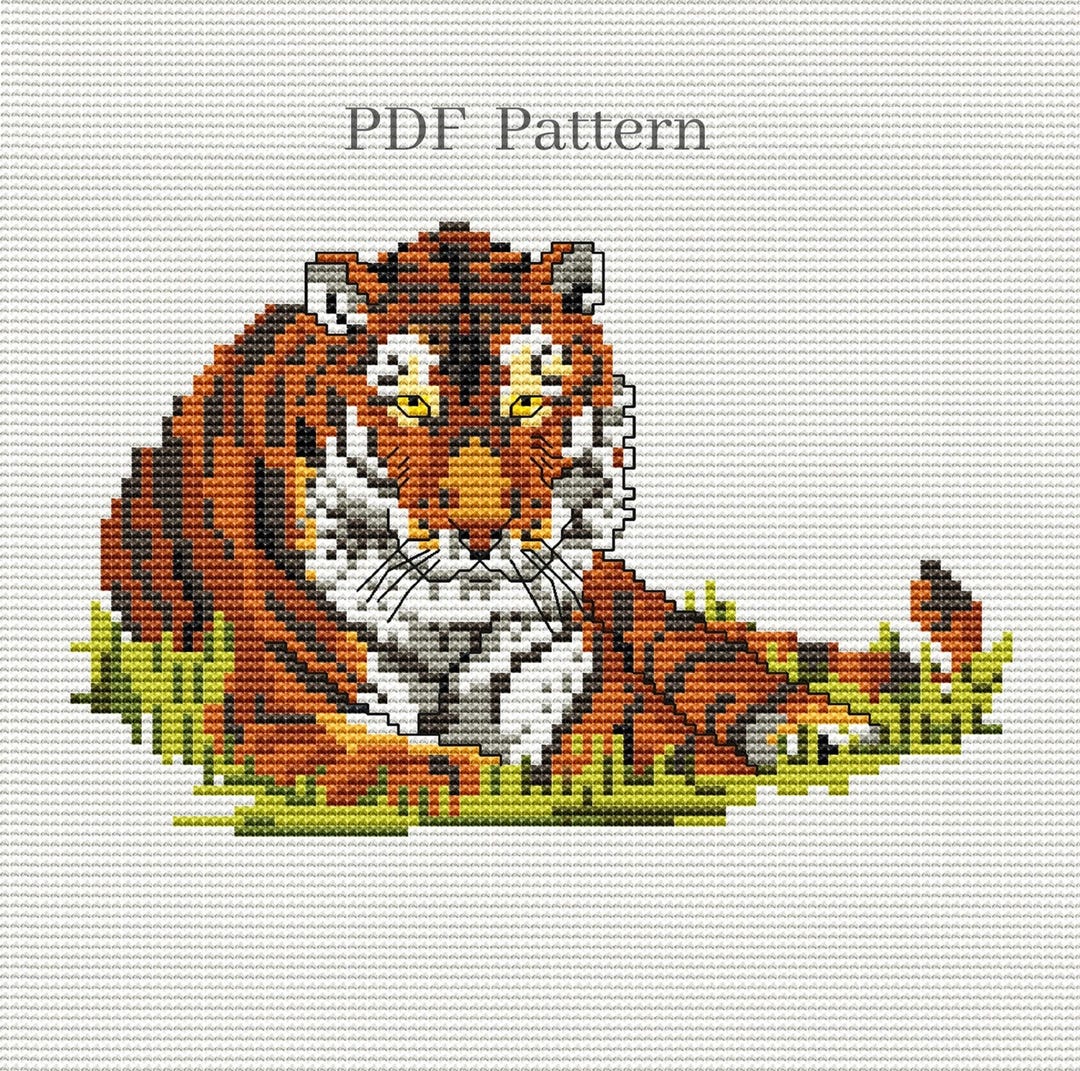 Tiger Cross Stitch Pattern, Wild Animals Hand Embroidery Pattern ...
