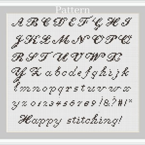 Cursive Font Cross Stitch Pattern, Cross Stitch Letters, Cross Stitch ...