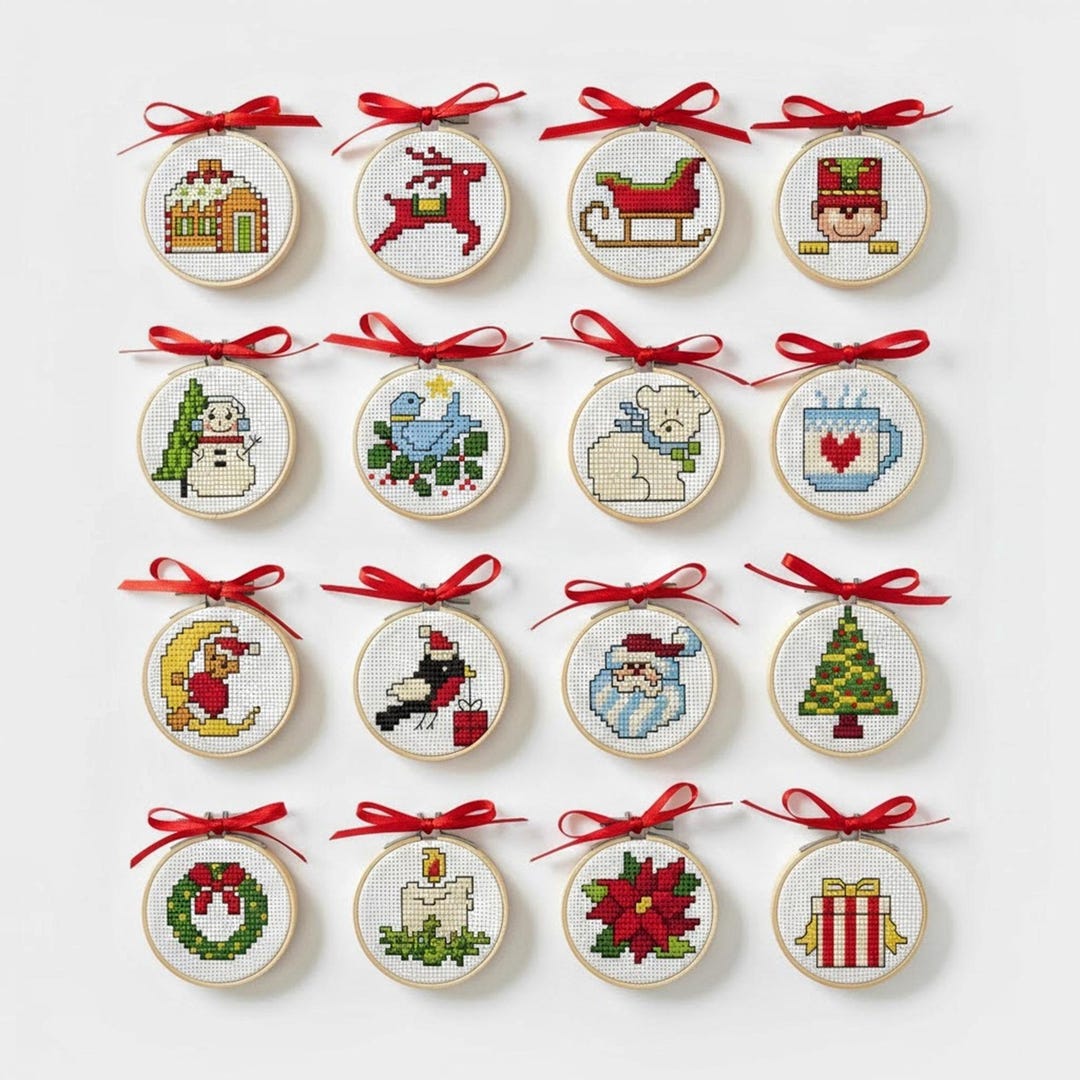 Small Christmas Cross Stitch Pattern With 24 Images for 2 Inch ...