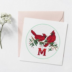 Cardinal Ornament Cross Stitch Pattern With ABC Chart, Monogram ...