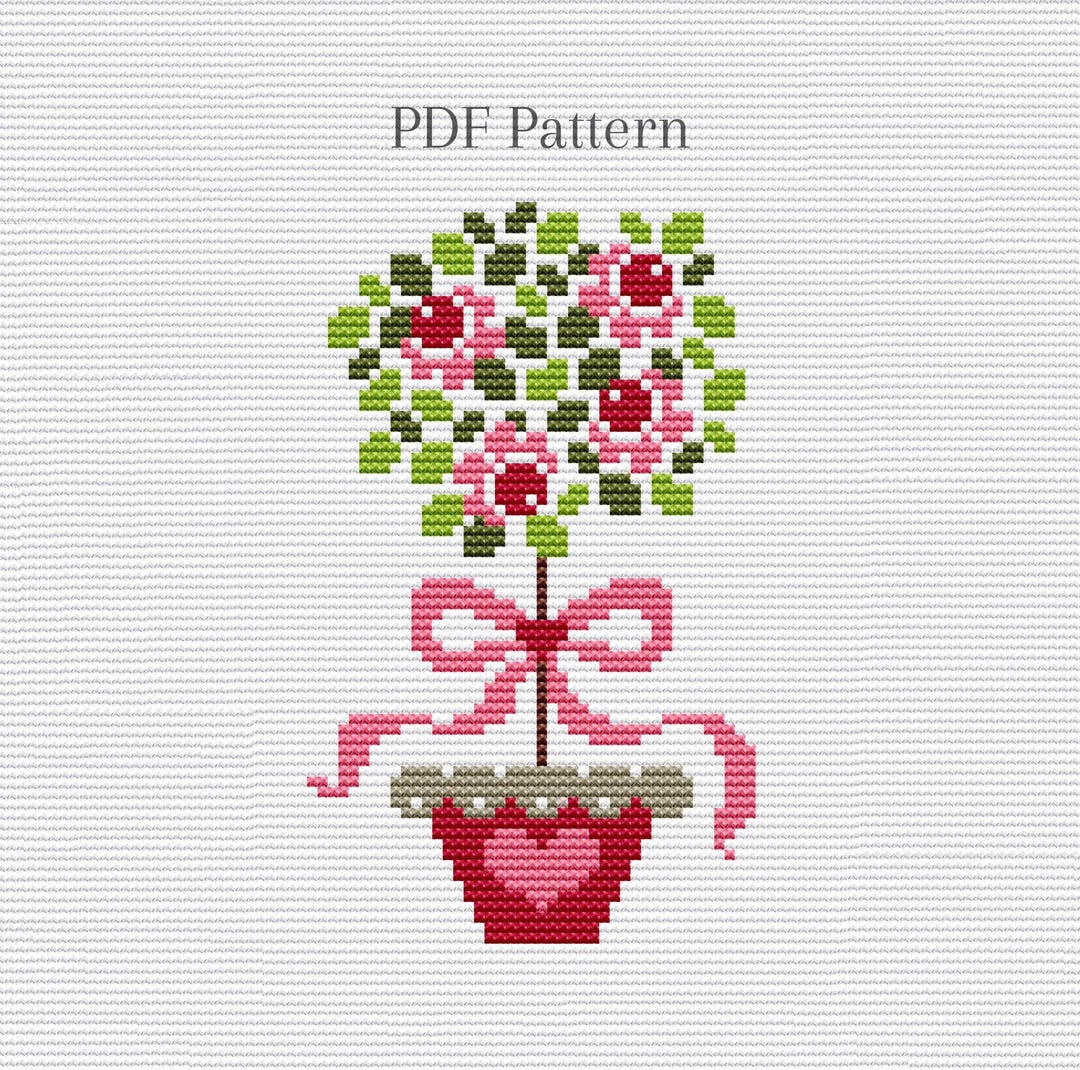 Flower Tree Cross Stitch Pattern, Rose Hand Embroidery Pattern, Floral ...