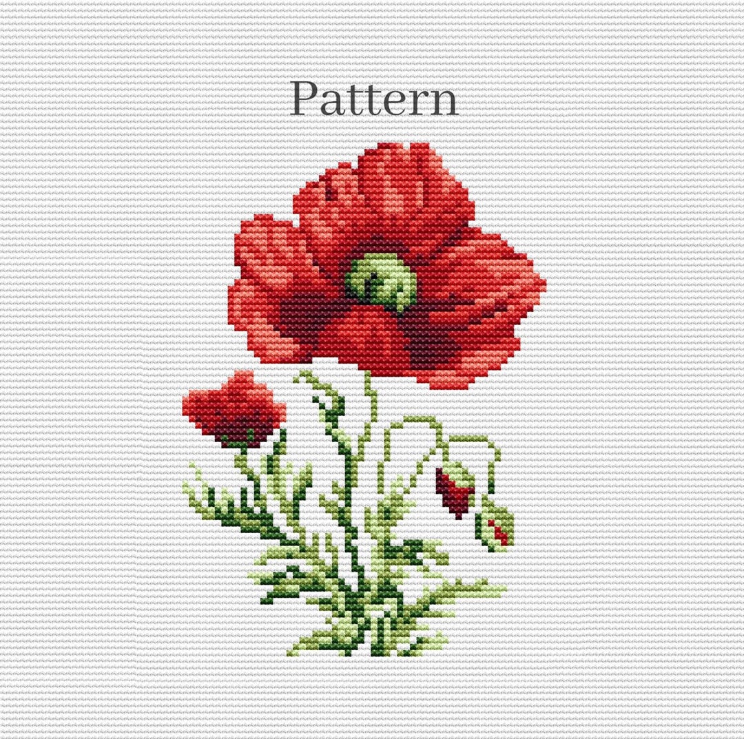 Poppy Cross Stitch Pattern for Floral Xstitch Wild Flowers - Etsy