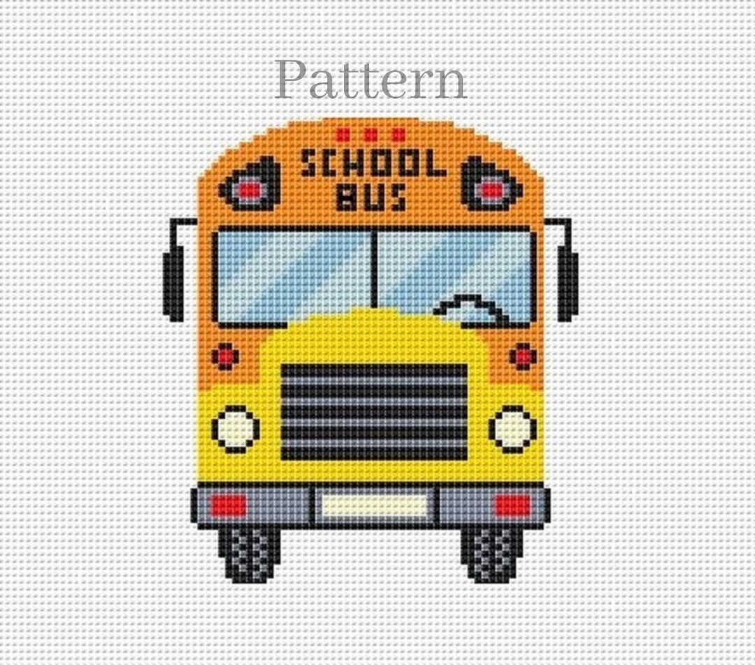 School Bus Cross Stitch Pattern School Bus Ornament Hand - Etsy