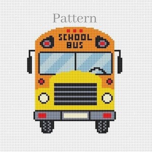 School Bus Cross Stitch Pattern, Back to School Ornament Hand ...
