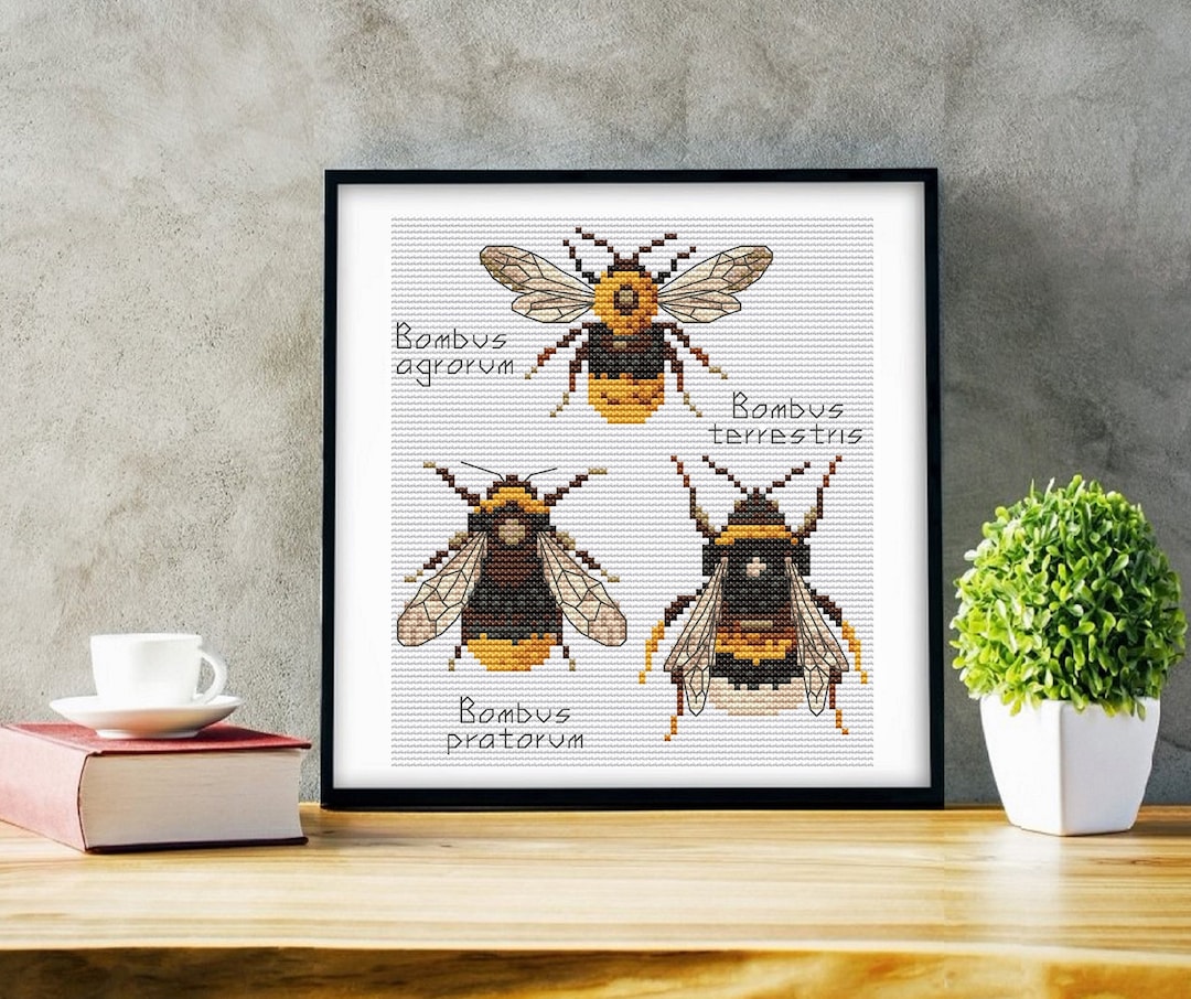 Bee Cross Stitch Pattern, Bumble Bee Cross Stitch, Insect Cross Stitch ...