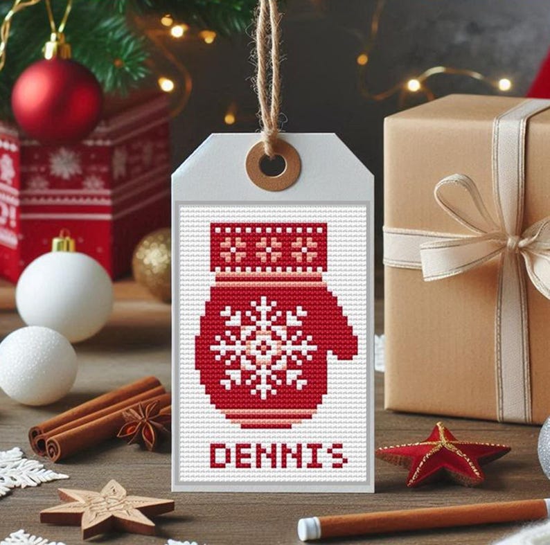 Christmas Mittens Cross Stitch Pattern, Christmas Gift Tags With ...