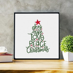 Christmas Tree Cross Stitch Pattern, Monochrome Christmas Hand ...
