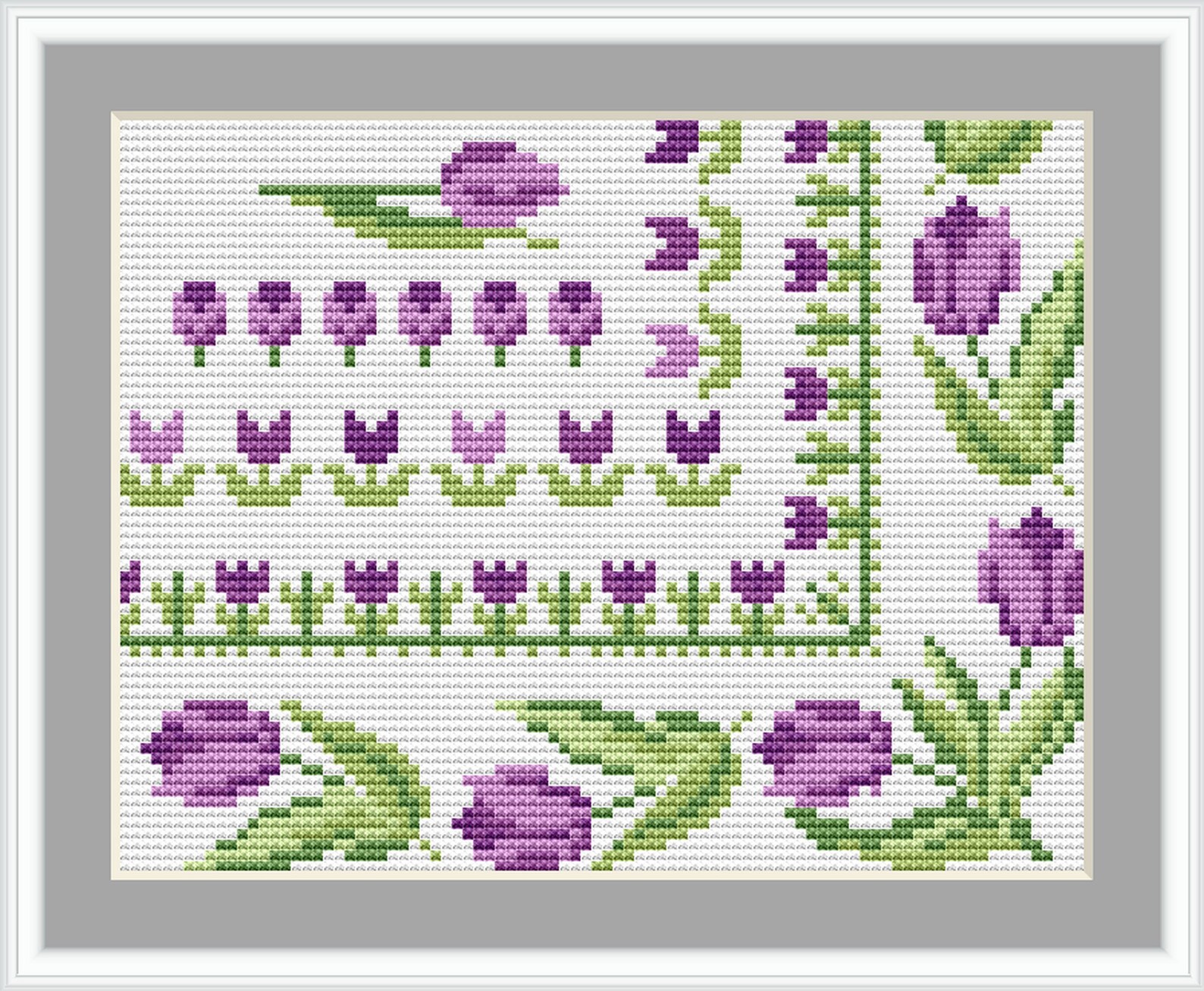 Tulip Cross Stitch Borders Floral Borders Cross Stitch - Etsy