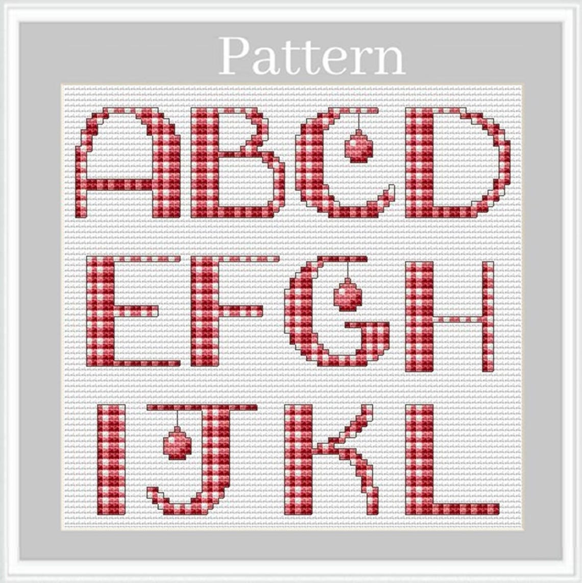 Christmas Alphabet Chart Cross Stitch Pattern With Initial Letters for ...