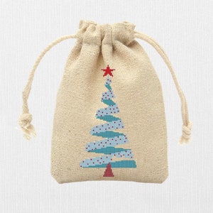 Blue Christmas Tree Cross Stitch Pattern for Small Holiday Cards DIY - Etsy