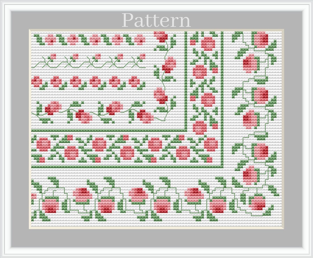 Cross Stitch Floral Border, Rose Borders, Cross Stitch Frames, Rose ...