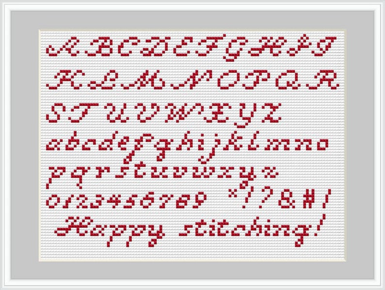 Cursive Font Cross Stitch Pattern Cursive Alphabet Hand - Etsy