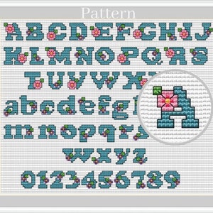 Floral Alphabet Cross Stitch Pattern, Cross Stitch Letters, Cross ...