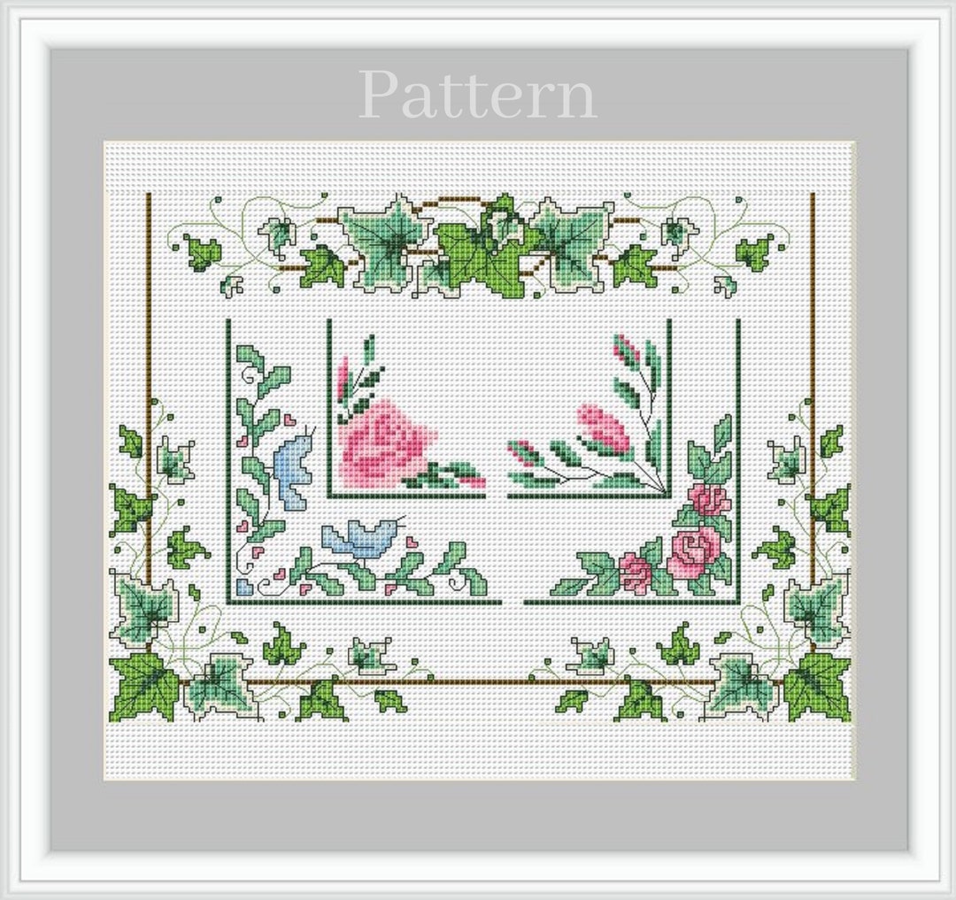 Floral Cross Stitch Borders, Cross Stitch Frames, Rose Cross Stitch ...