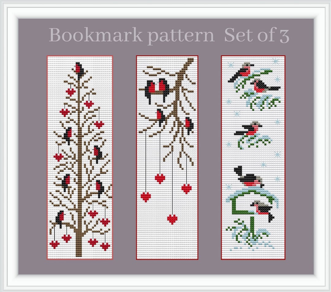 Christmas Cross Stitch Bookmark Pattern, Robin Cross Stitch Book ...