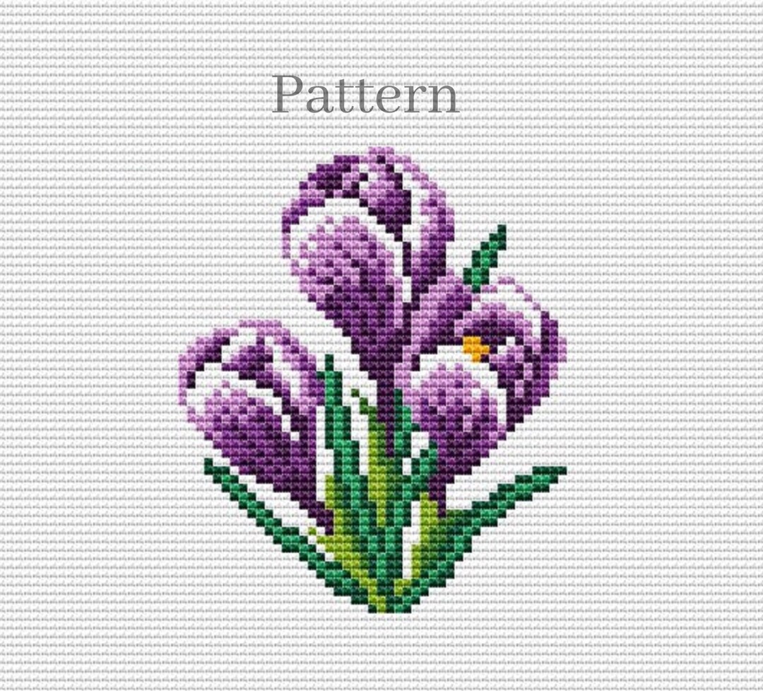 Crocus Cross Stitch Pattern Floral Crosstitch Spring Flowers Ornament ...