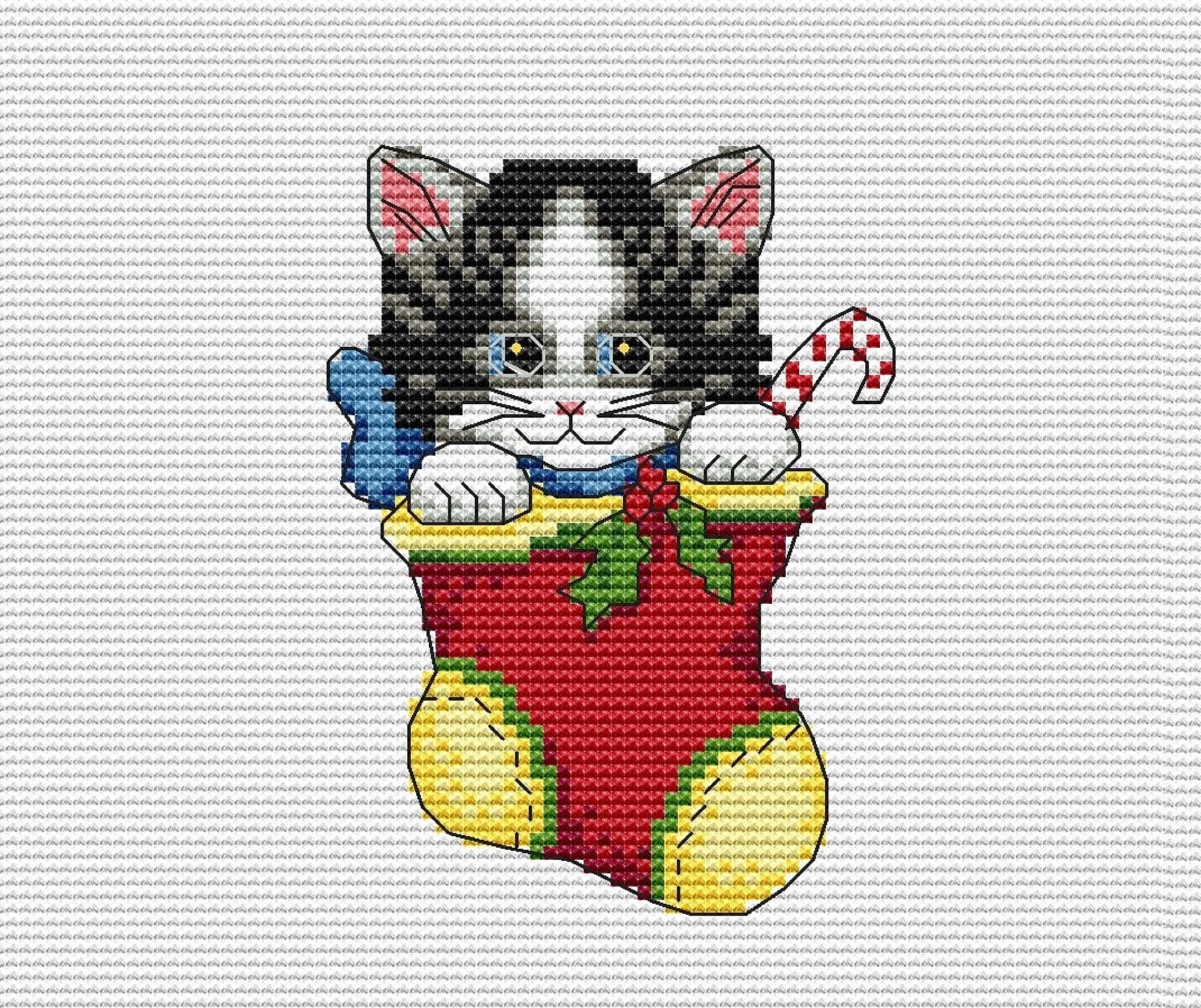 Christmas Cats Cross Stitch Pattern Funny Cats Embroidery - Etsy