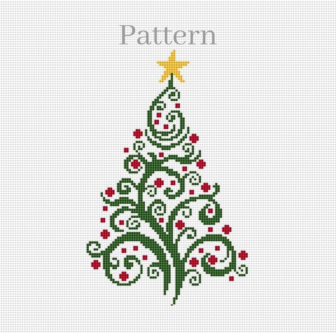 Small Christmas Tree Cross Stitch Pattern, Simple Christmas Cards ...