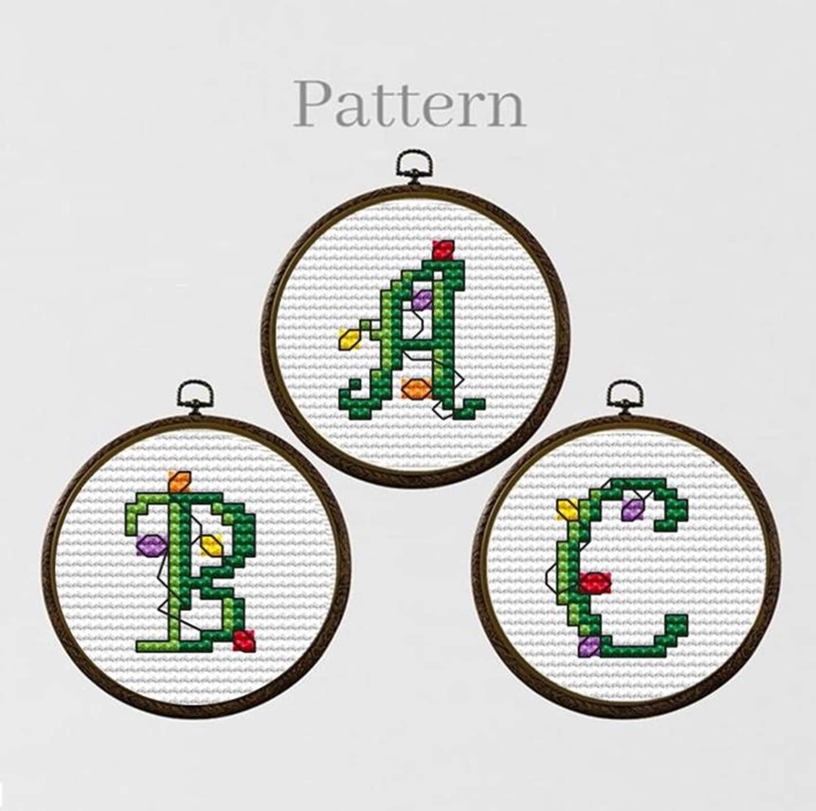 Christmas Alphabet Cross Stitch Pattern With Christmas Lights for ...