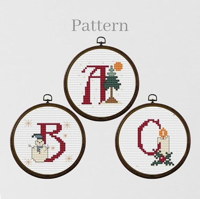 Christmas Alphabet Cross Stitch Pattern for Initial Ornament With ...