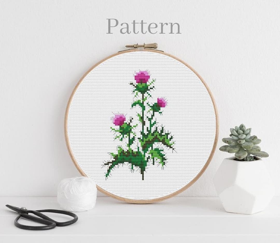 Thistle Cross Stitch Pattern, Outlander Hand Embroidery Pattern, Floral Cross Stitch, Scottish ...