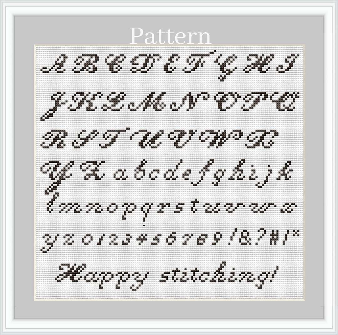 Cursive Font Cross Stitch Pattern, Cross Stitch Letters, Cross Stitch ...