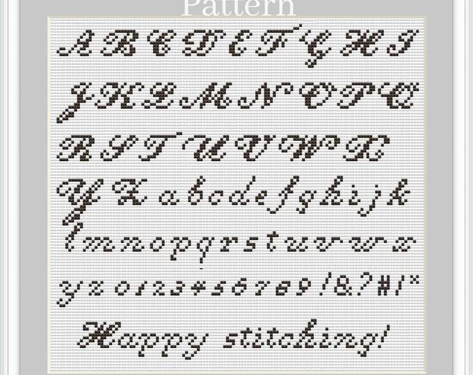 Cursive Cross Stitch Alphabet Letters With Numbers and Punctuation ...