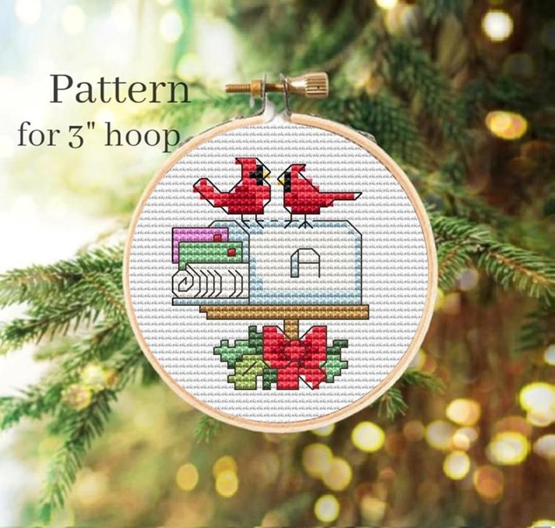 Cardinal Ornament Cross Stitch Pattern Initial Ornament Hand - Etsy