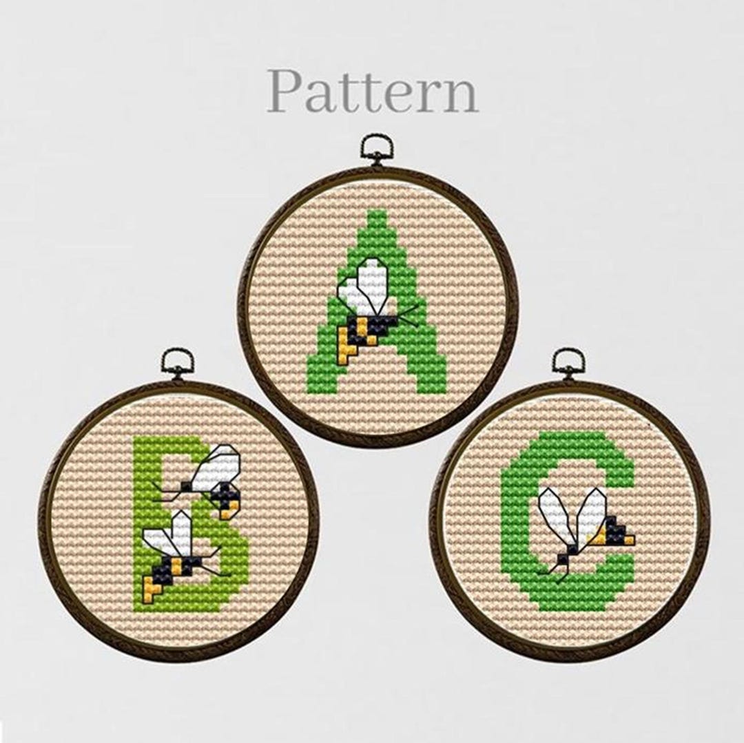 Monogram Alphabet Cross Stitch Pattern With ABC Chart, Initial Ornament ...