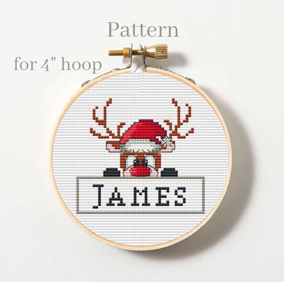 Christmas Reindeer Cross Stitch Ornament With Alphabet Chart ...