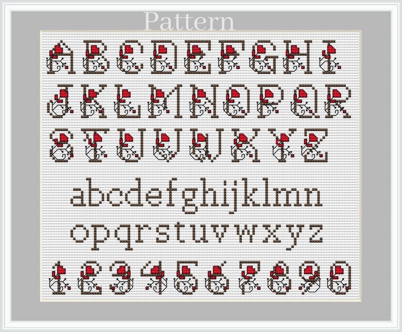 Floral Alphabet Cross Stitch Pattern Heart Alphabet Cross - Etsy